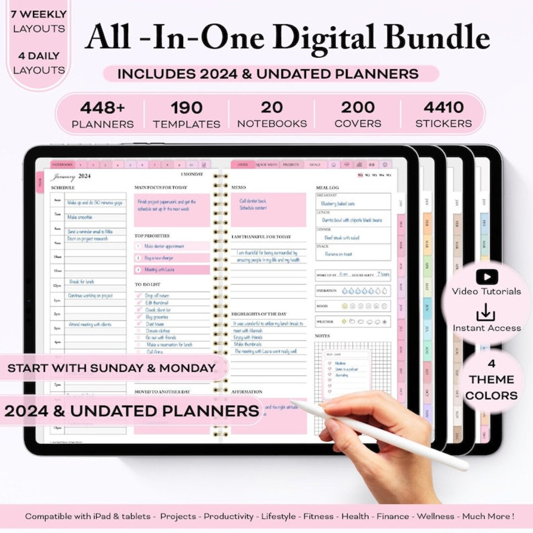 2024 2025 Digital Planner, Pink Digital Dated Planner/ Journal, Good ...