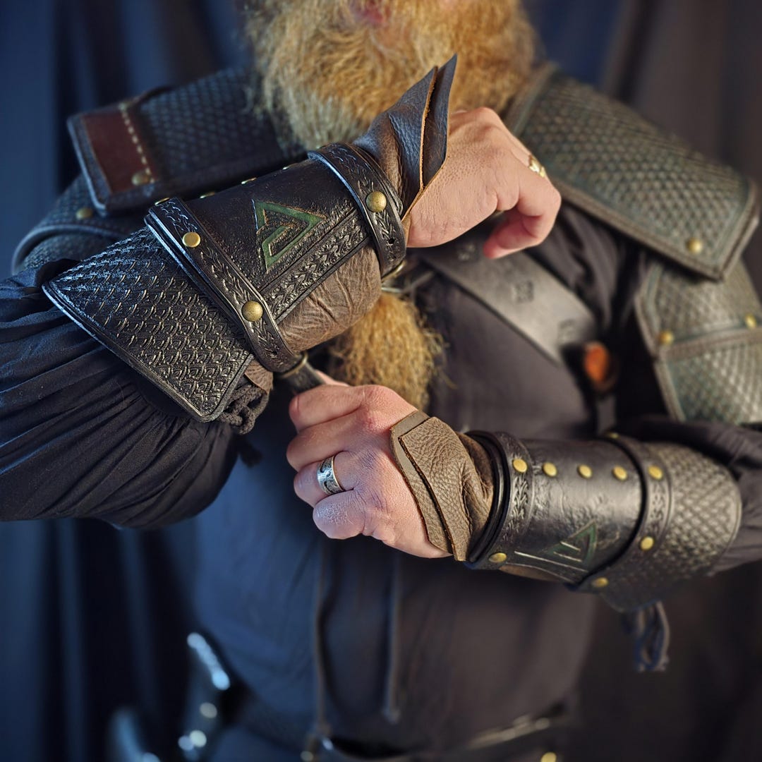 Witcher-inspired Leather Viper Bracers – Handcrafted Fantasy Armor for ...