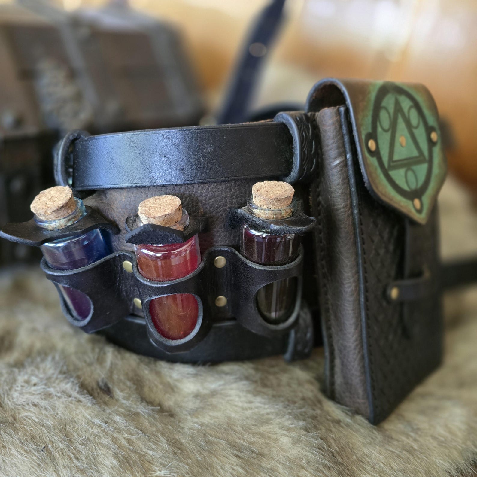 Viper Alchemist Leather Thigh Holster: LARP Cosplay Potion Baldric - Etsy
