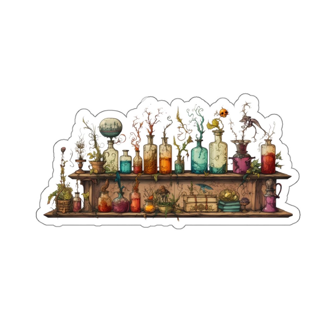 Whimsical Bottles Sticker Wizard's Shelf Sticker Magical Artifacts ...