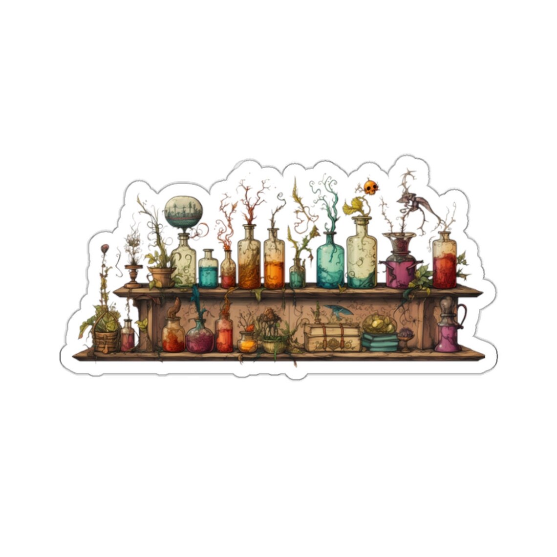Whimsical Bottles Sticker Wizard's Shelf Sticker Magical Artifacts ...