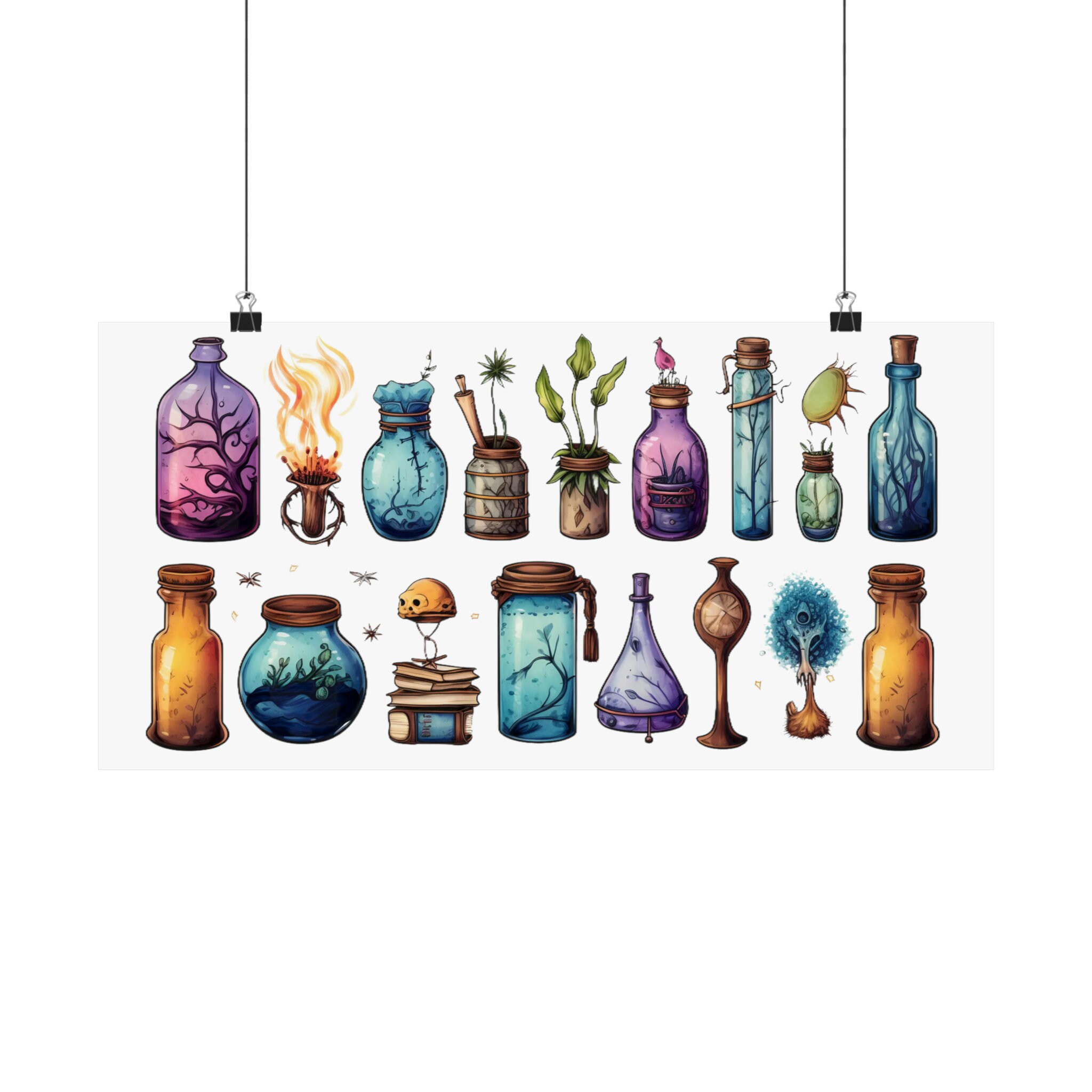 Whimsical Bottles Printed Poster Wizard's Shelf Printed Poster Magical ...