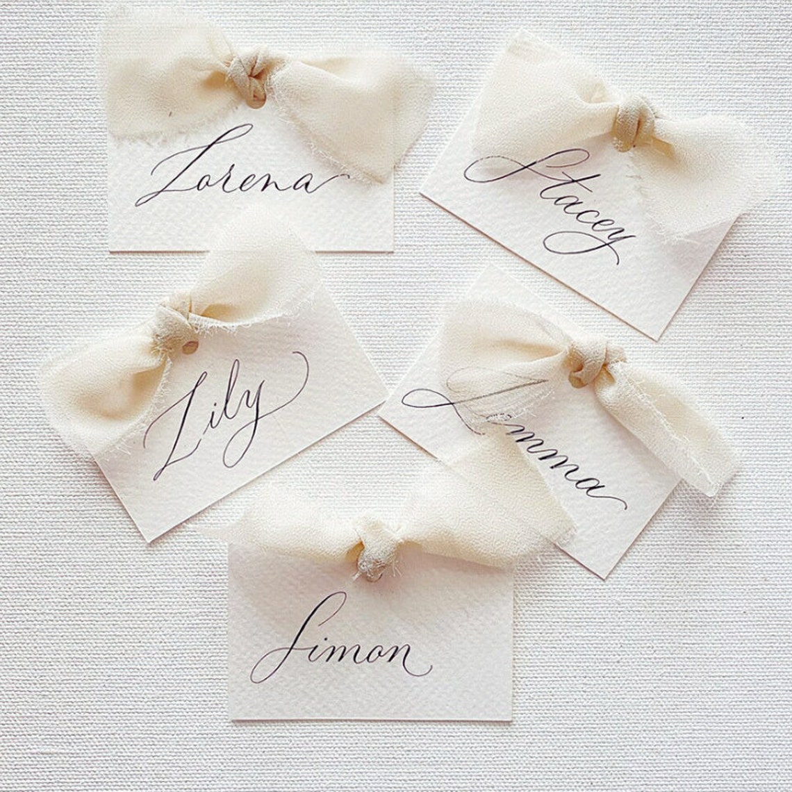 Personalised Wedding Name Place Cards With Ribbon - Etsy