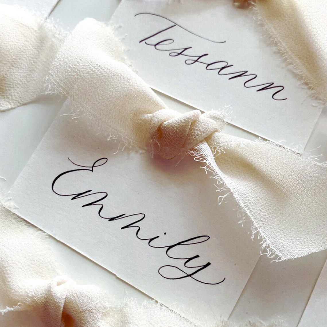 Personalised Wedding Name Place Cards With Ribbon - Etsy