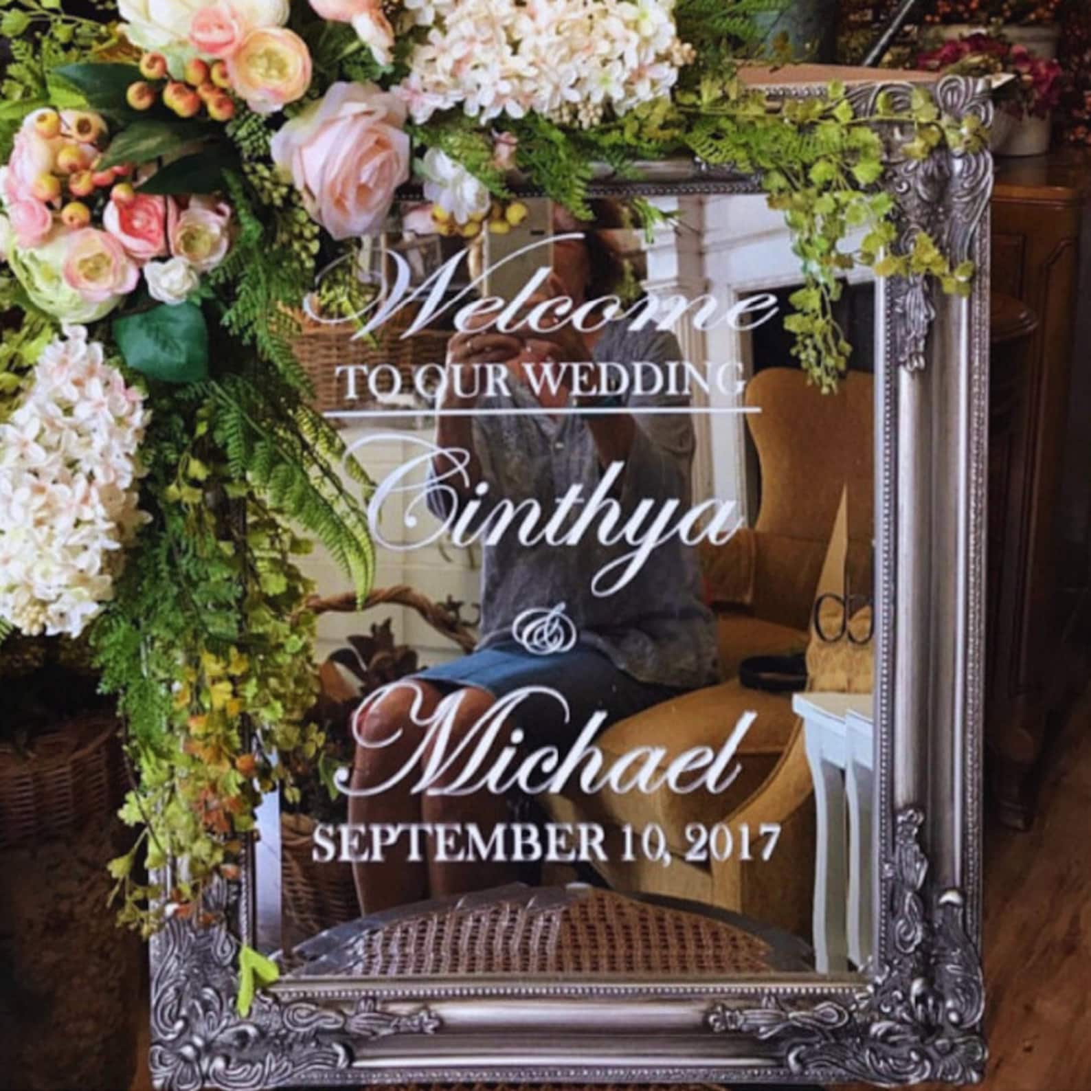 Personalised Wedding Welcome Mirror Vinyl Sticker Decal - Etsy