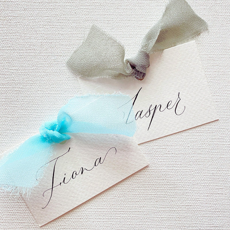 Personalised Wedding Name Place Cards With Ribbon - Etsy