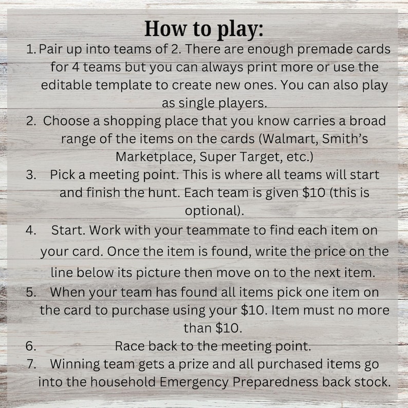 Emergency Preparedness Scavenger Hunt - Etsy