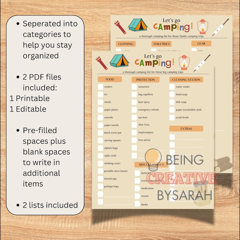 Family Camping Checklist: Printable Packing List (PDF Download) - Etsy