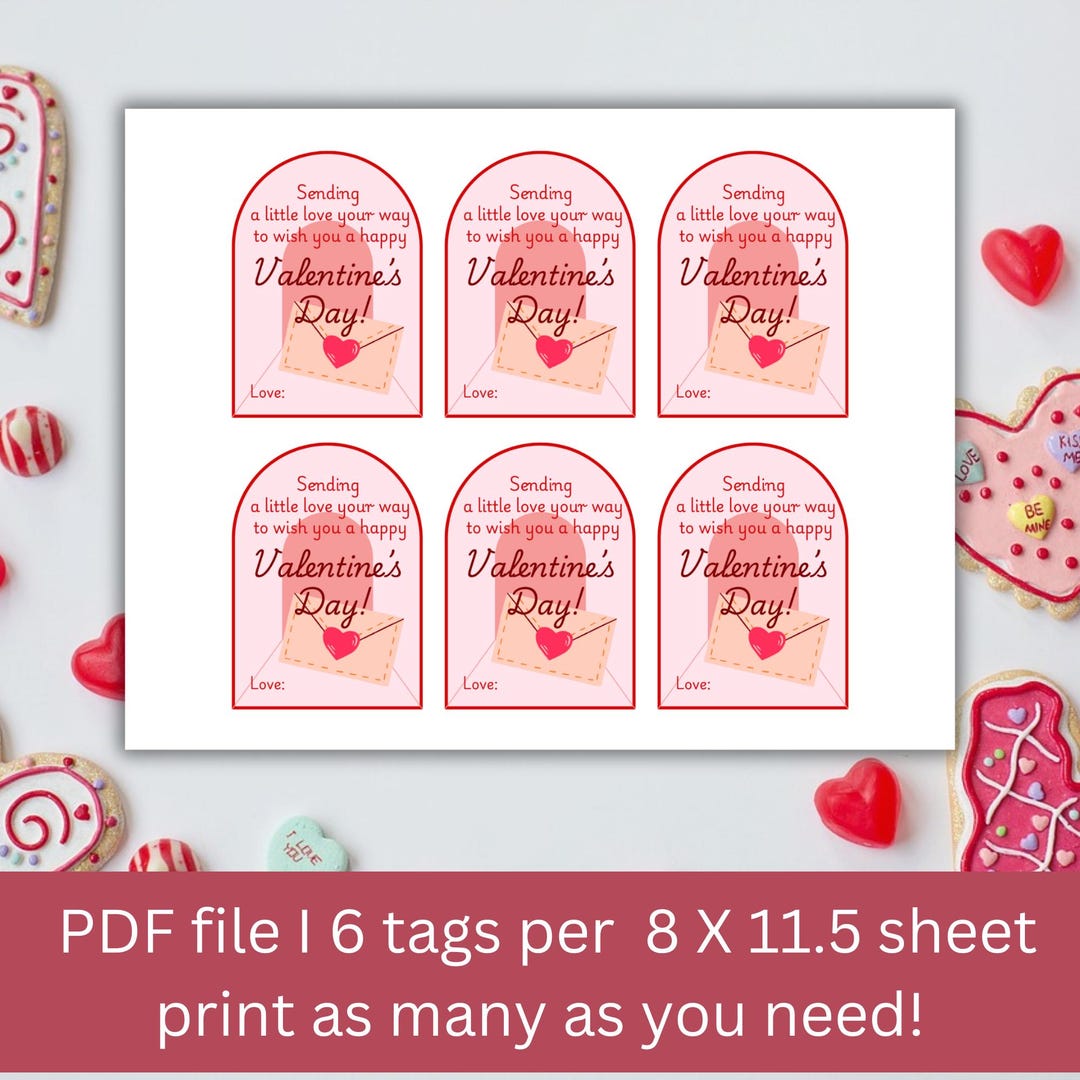 Valentine Mailbox Printable Tags/valentine's Day Tags/classroom Party ...