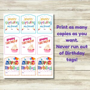 Printable Birthday Gift Tags: Colorful Kids Designs (PDF Download) - Etsy