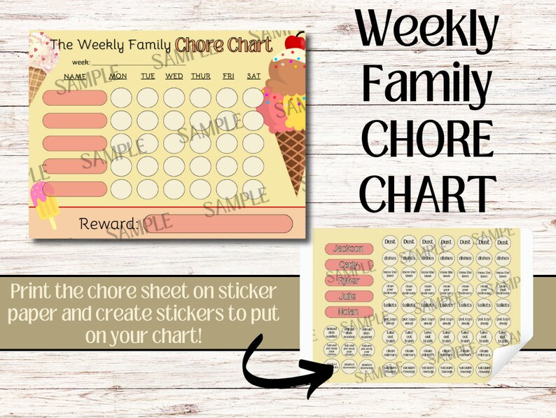 Ice Cream Theme FUN Family CHORE CHART - Etsy