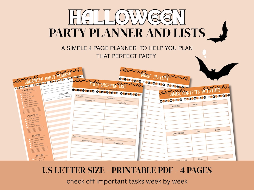 Printable HALLOWEEN Party Planner, Halloween Checklist, Halloween Party ...
