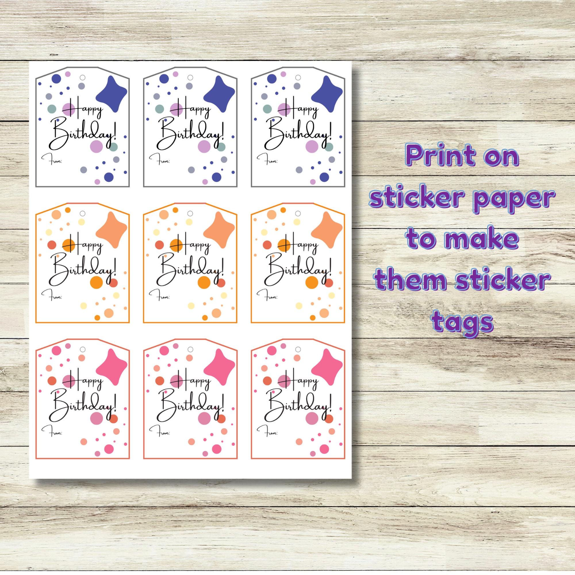 Printable Birthday Gift Tags: Colorful Kids Designs (PDF Download) - Etsy