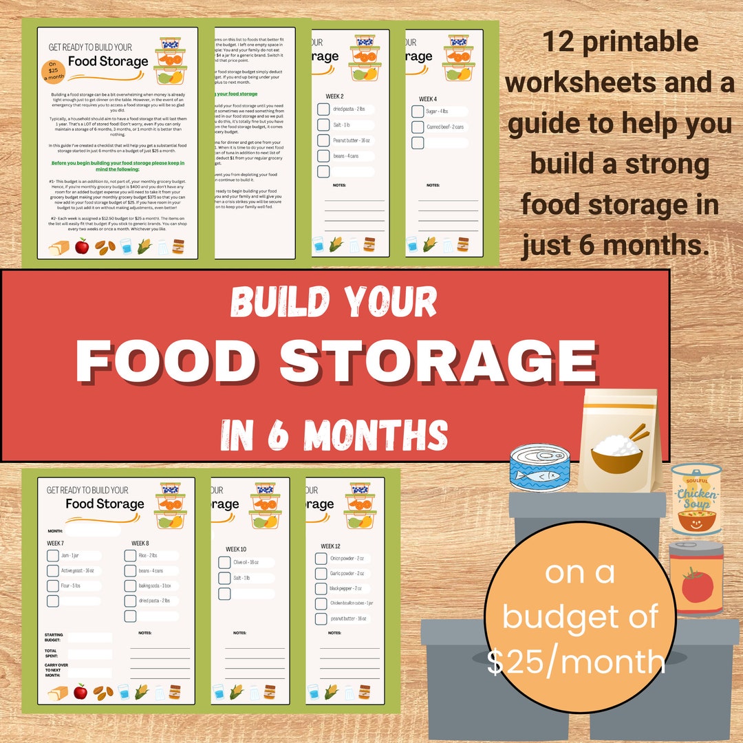Food Storage Guide: Printable Worksheets, Emergency Preparedness ...