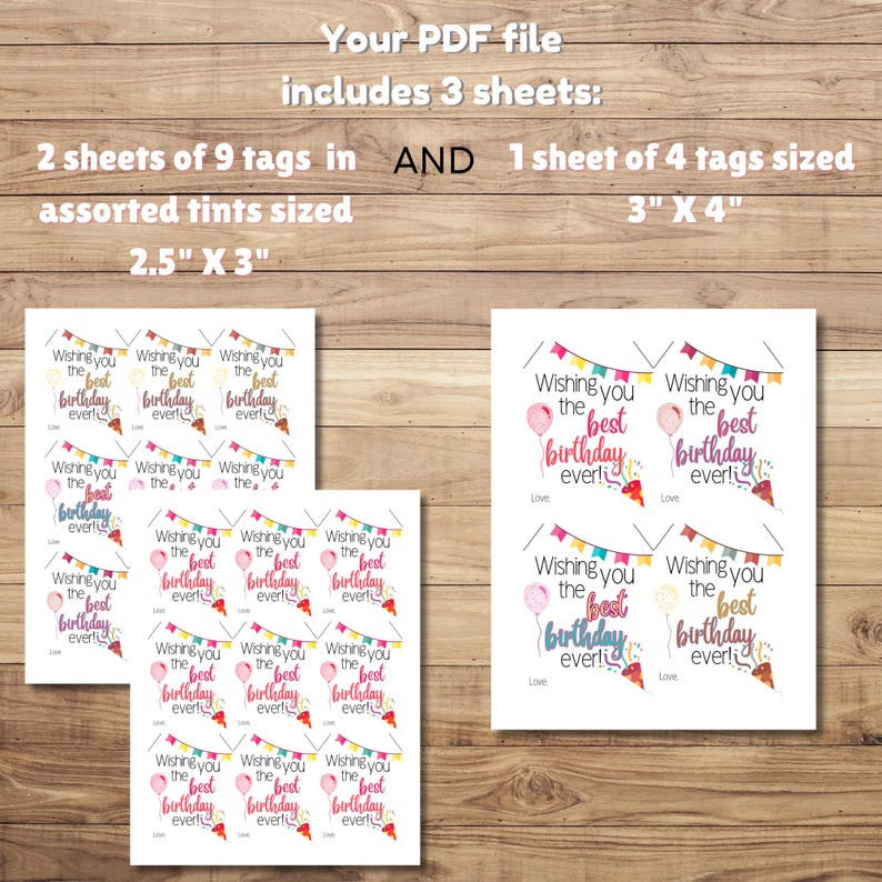 Printable Happy Birthday Gift Tags: Kids Birthday Labels (PDF) - Etsy