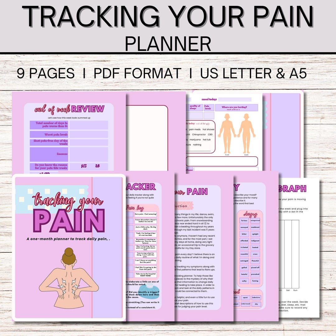 Track Your Pain Printable Planner/ Chronic Pain Tracker/ Fibromyalgia ...