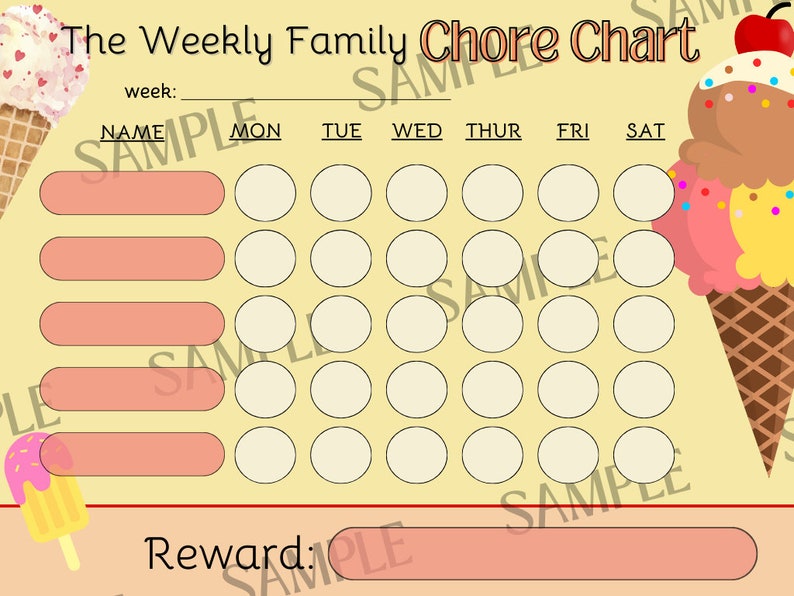 Ice Cream Theme FUN Family CHORE CHART - Etsy