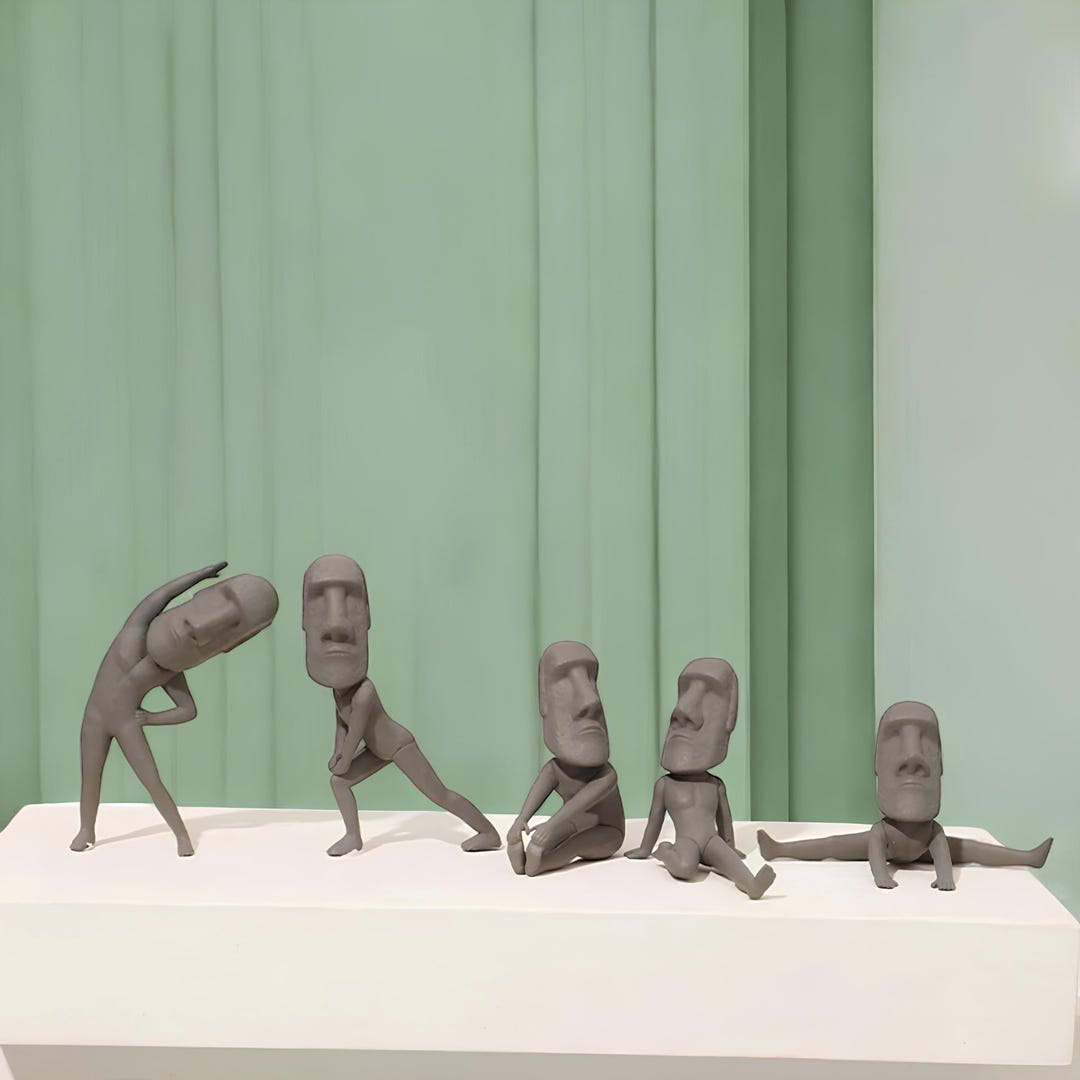 Parody Mini Moai Stone Statue Replica, Easter Island Yoga Figurines ...