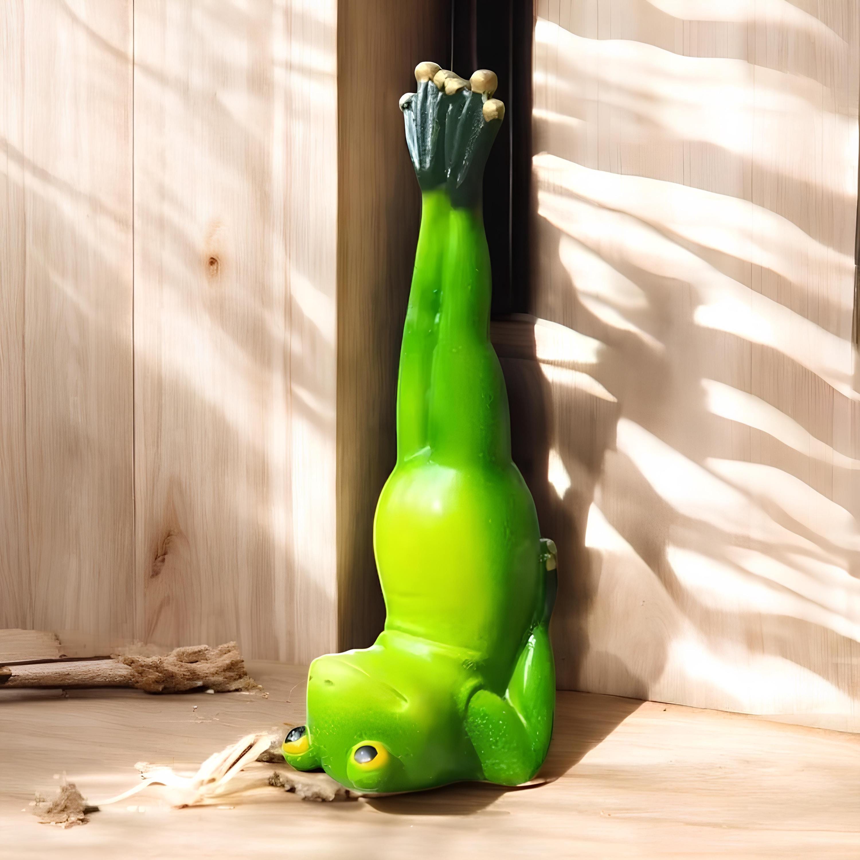 Bright Green Yogi Frog Figurines I Sculptures of Cute Frogs Exercising ...