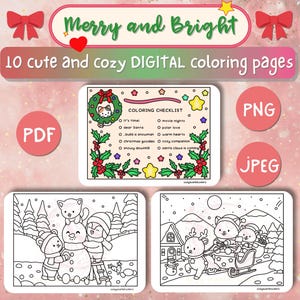 Merry & Bright Cute and Cozy Printable Christmas Coloring Pages Bold ...