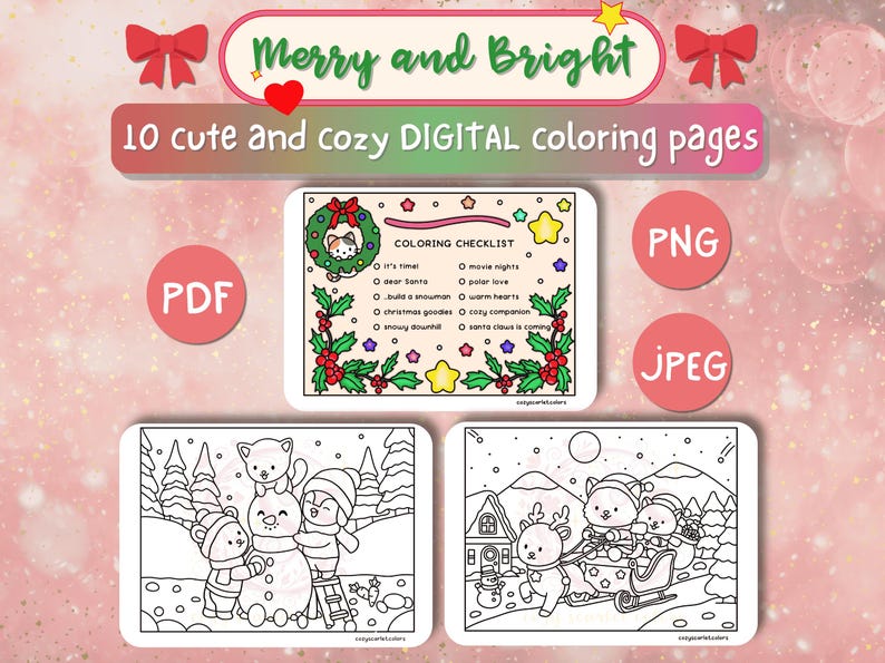 Merry & Bright Cute and Cozy Printable Christmas Coloring Pages Bold ...