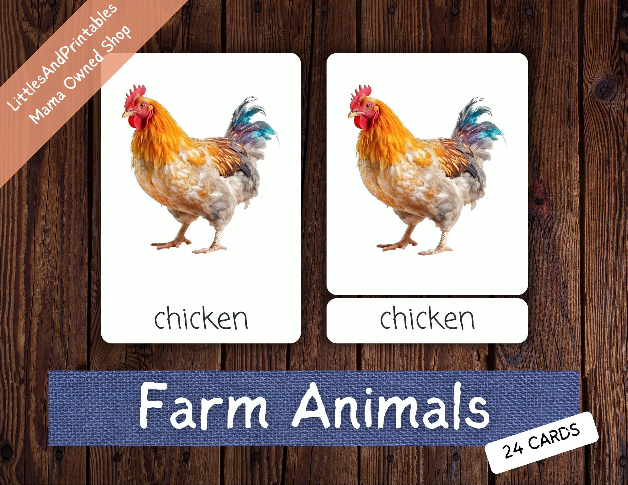 Farm Animal Flashcards • Montessori Nomenclature Flash Cards • PDF ...