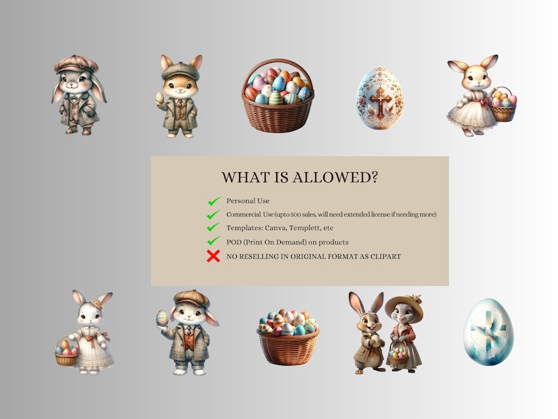 Cute Rabbit Clipart Bundle, Bunnies Clipart, Vintage Easter Bunny ...