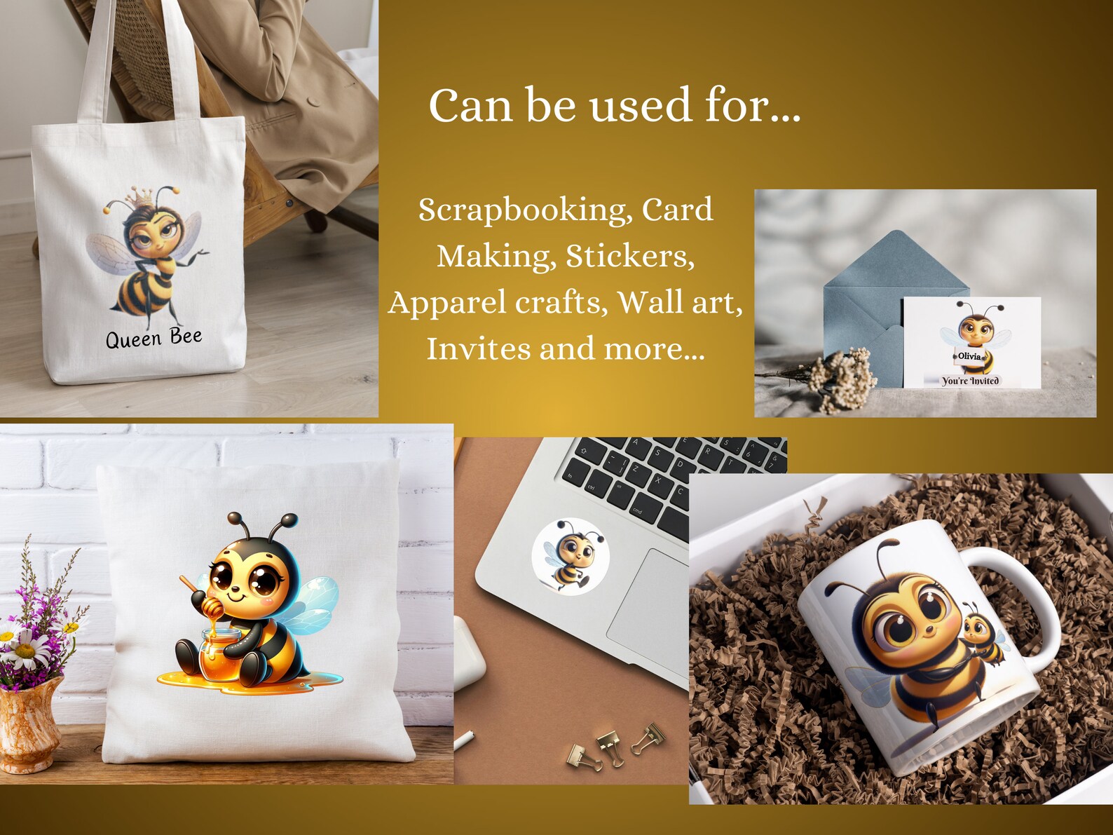 Bee Clipart, Cute Bee, Bees Sticker, Bee Invitation, Bee Honeycomb ...