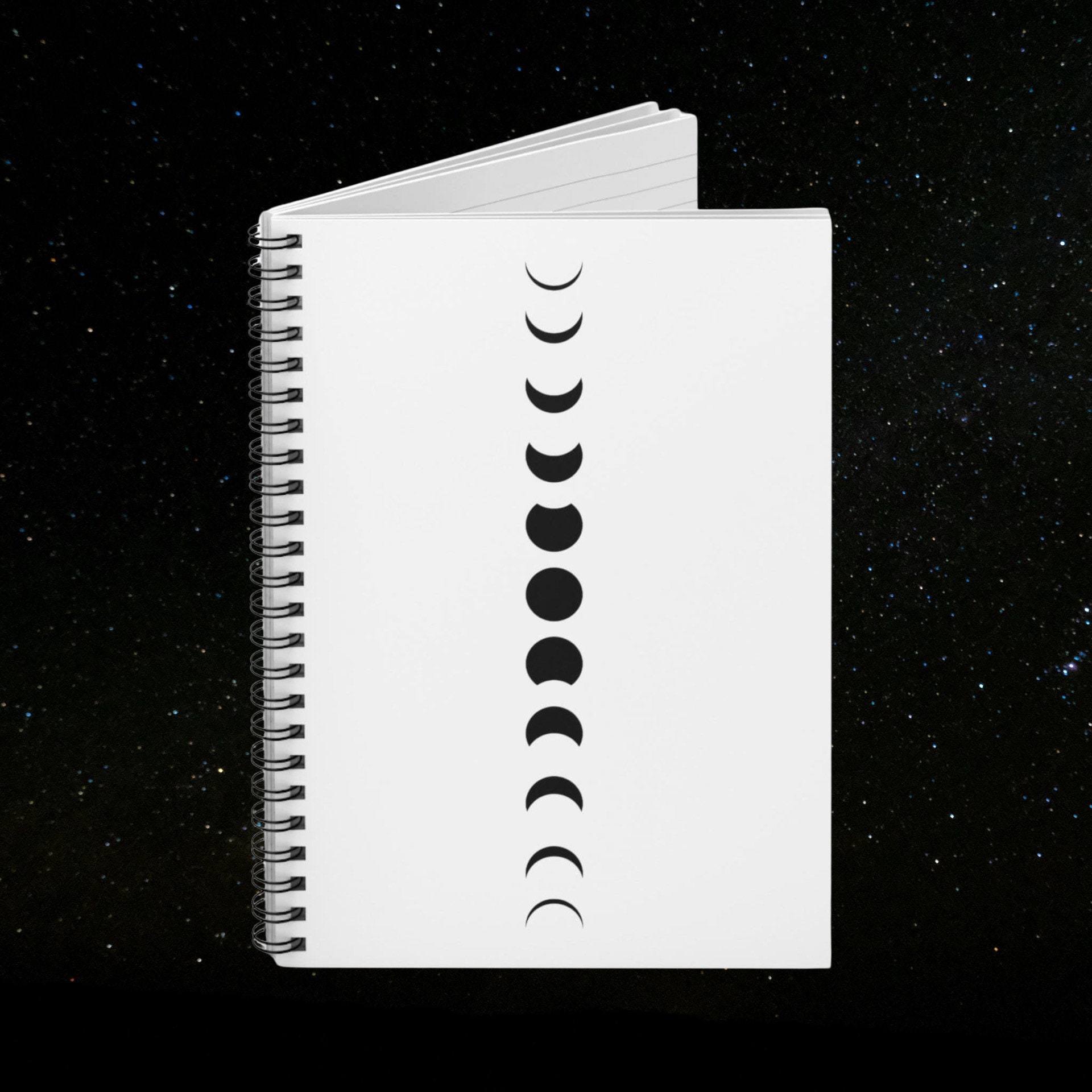 Phases of the Moon Spiral Notebook Purple, Full, Crescent, Half, Cycle ...
