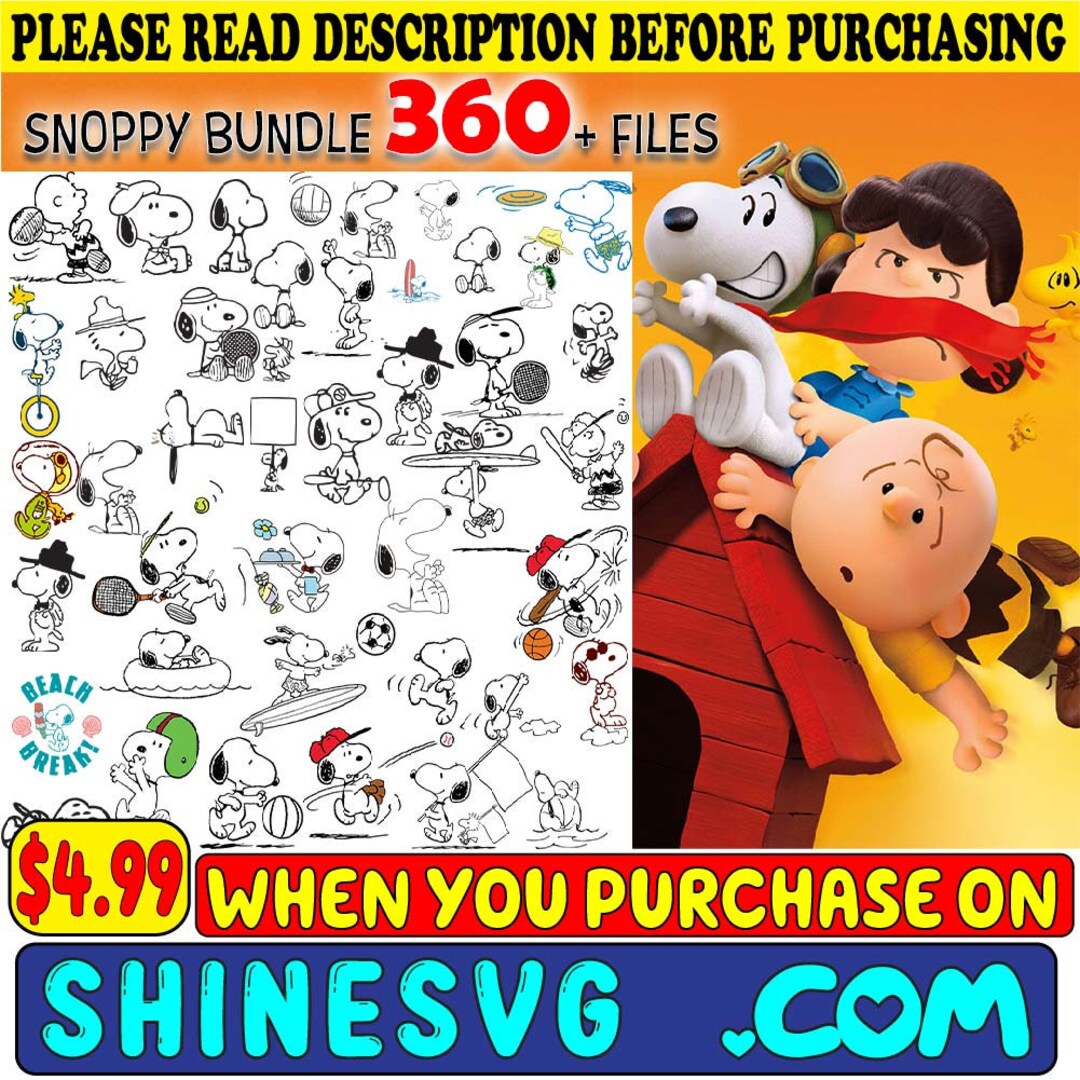 Bundle 360 Files Snoopy Svg, Snoopy Bundle, Peanuts Svg, Charlie Brown ...
