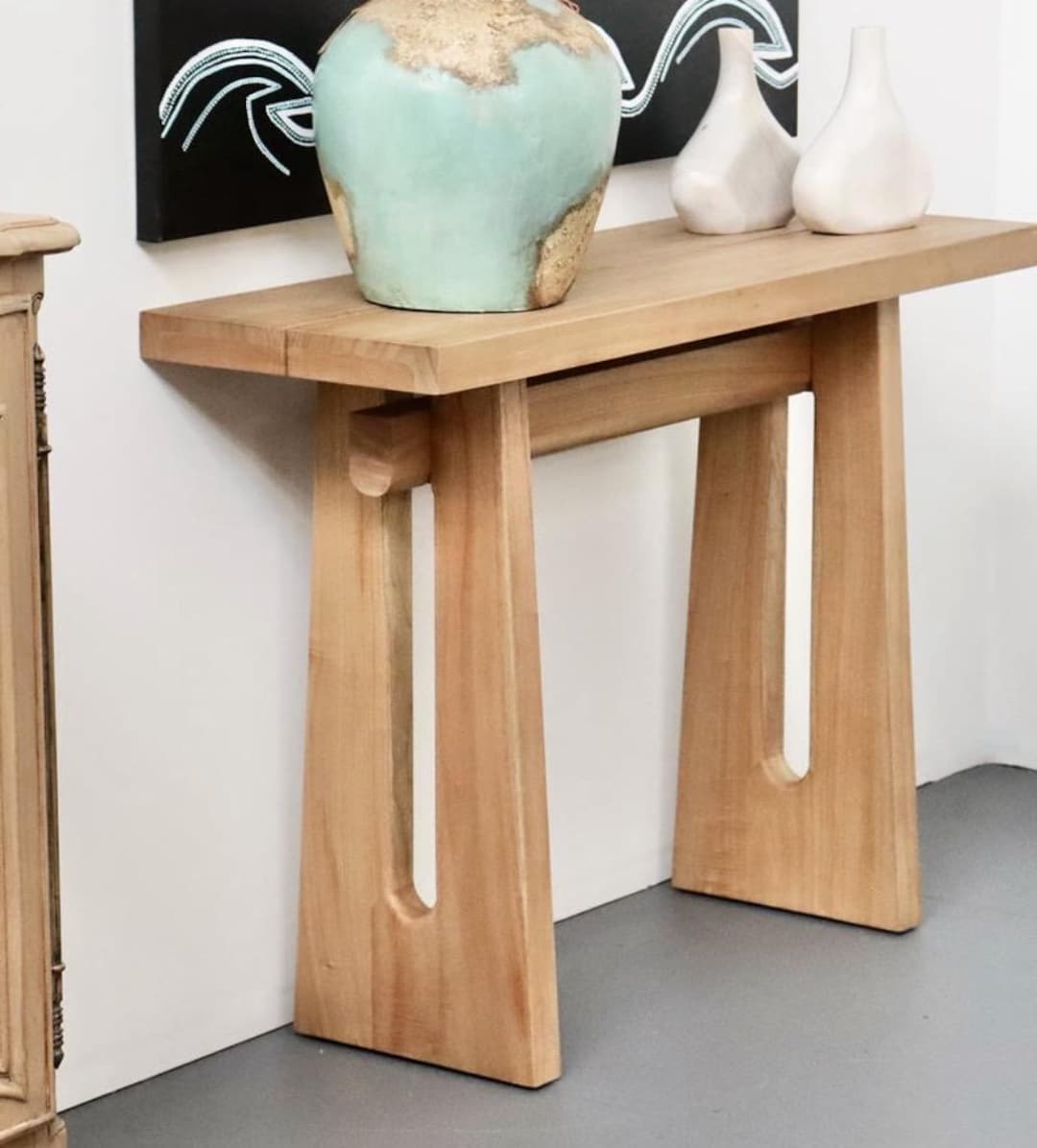 Handcrafted Japandi Solid Teak Hall Table - Etsy Australia