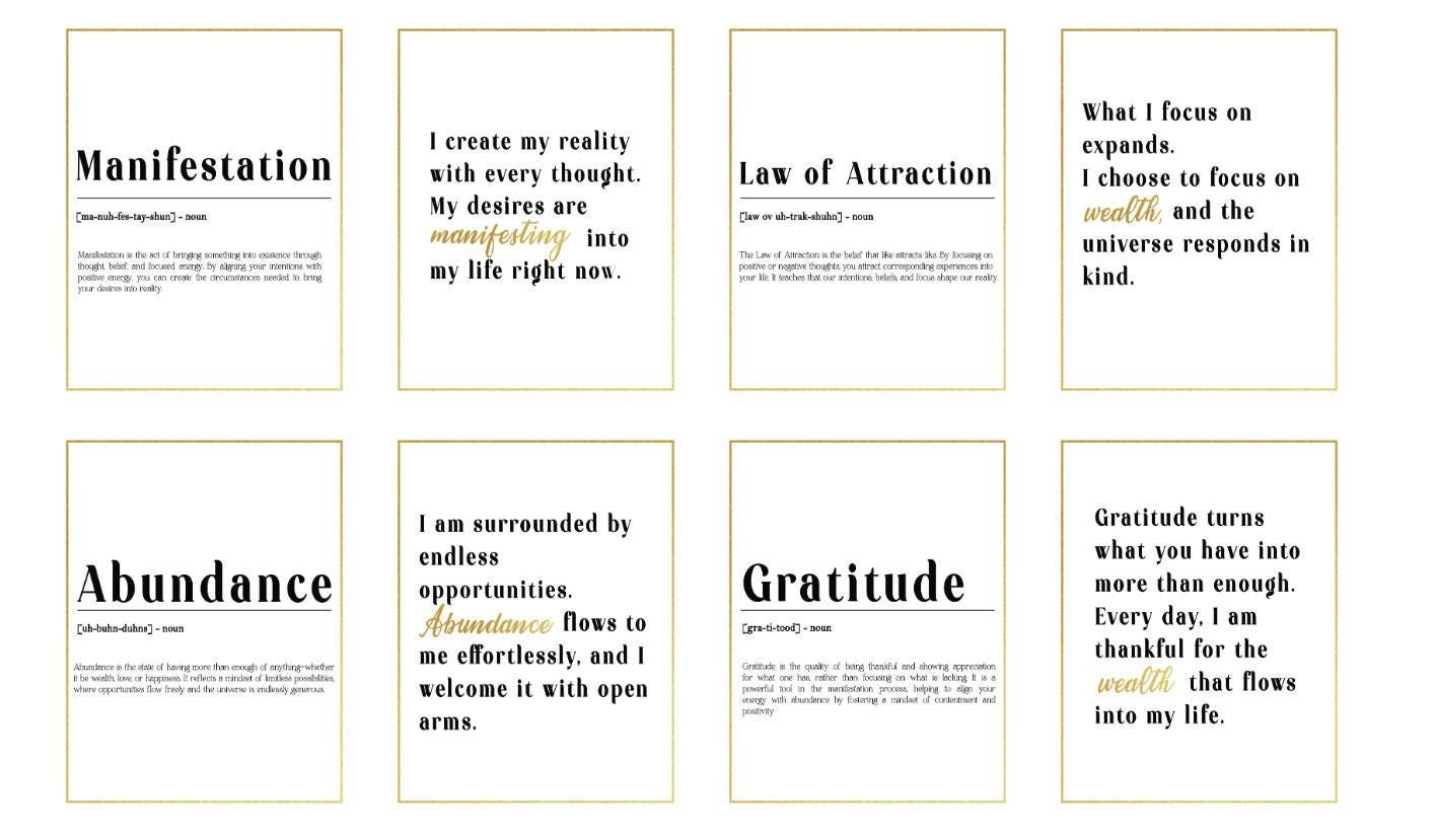 Manifestation Wall Art Bundle | 8 Printable Affirmation Posters ...