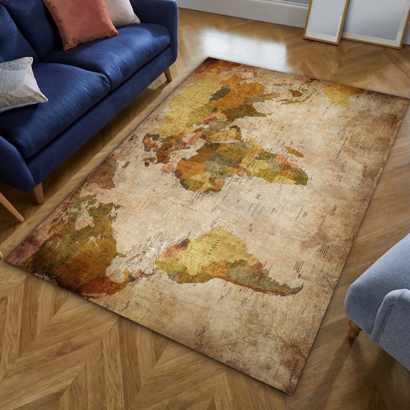 World Map Rug - Etsy