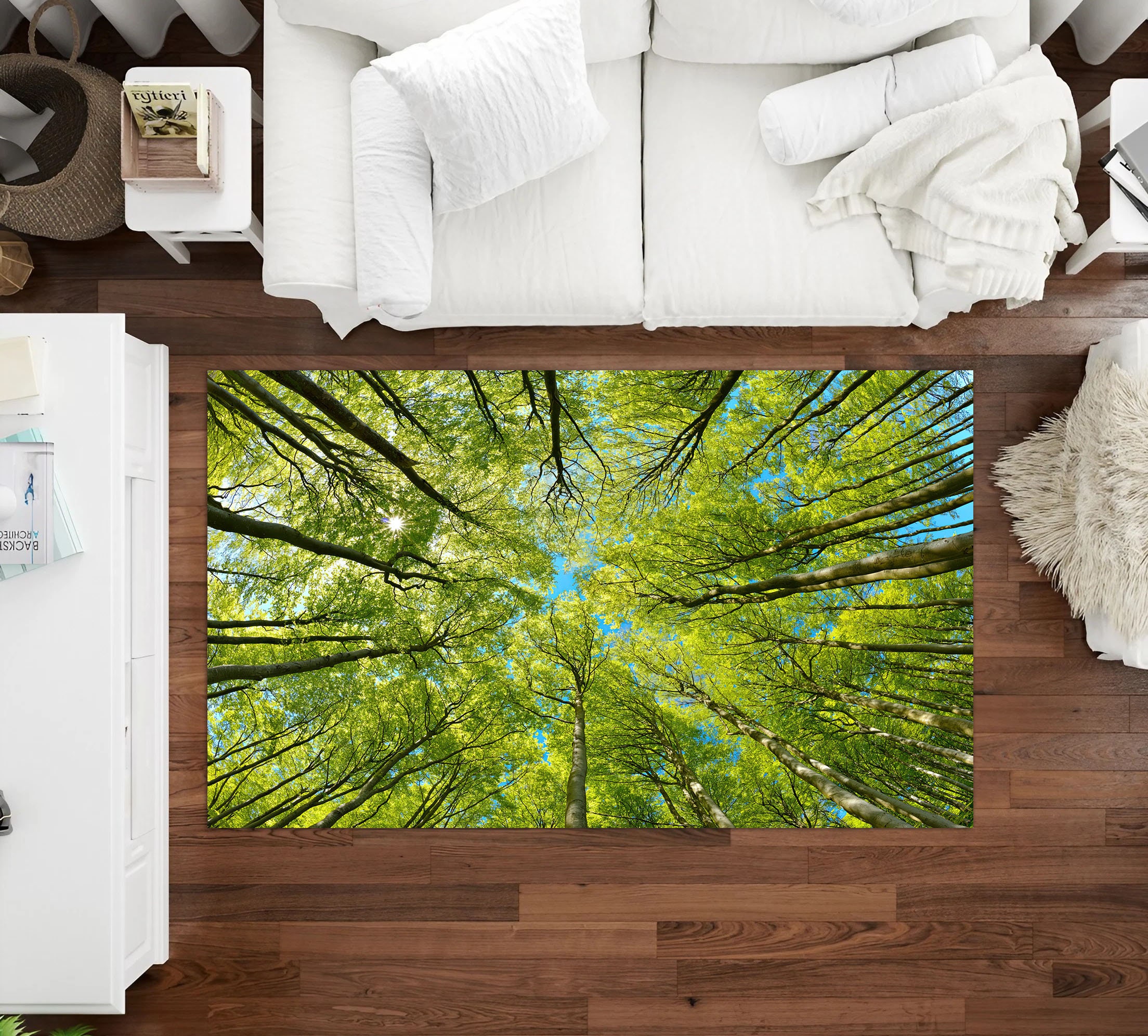 Tree Branch Rug, Forest View Rug, Green Rug, Green Leaves Rug,tree ...
