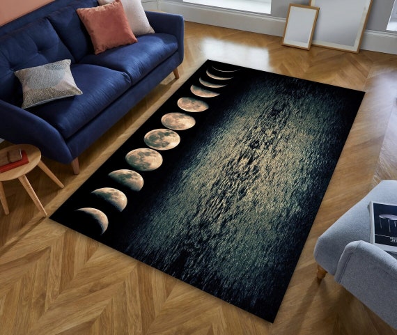 Moon Print Rug Round Rugs Abstract Sun Moon Leaves Print Boho