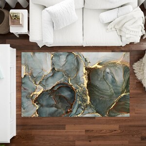 Green Marble Rug,green and Gold Marble Rug, Luxury Marble Rugs, Marble ...