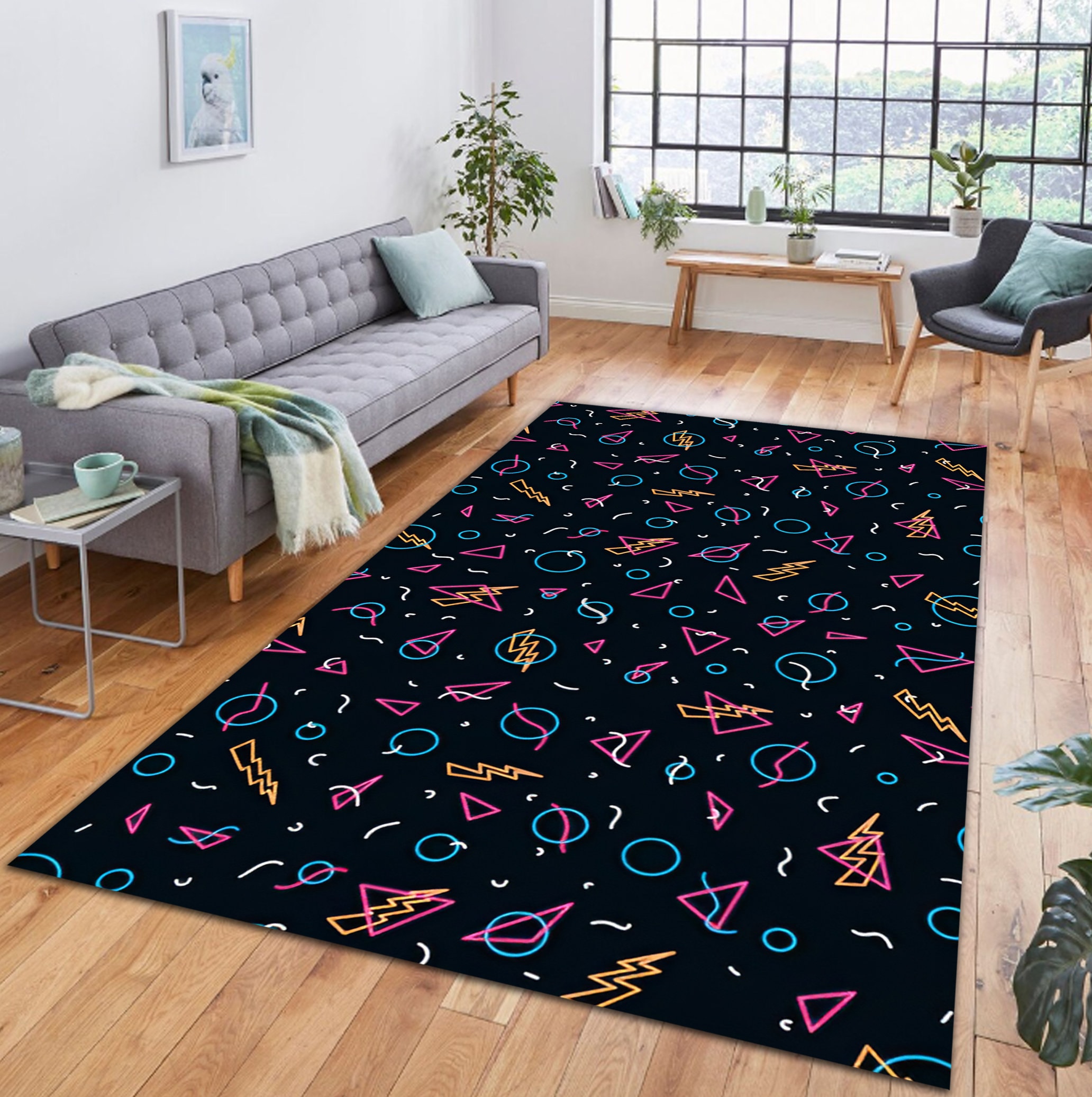Retro Arcade Carpet, Colorful Trippy Area Rug, 80s 90s Accent Floor Mat ...