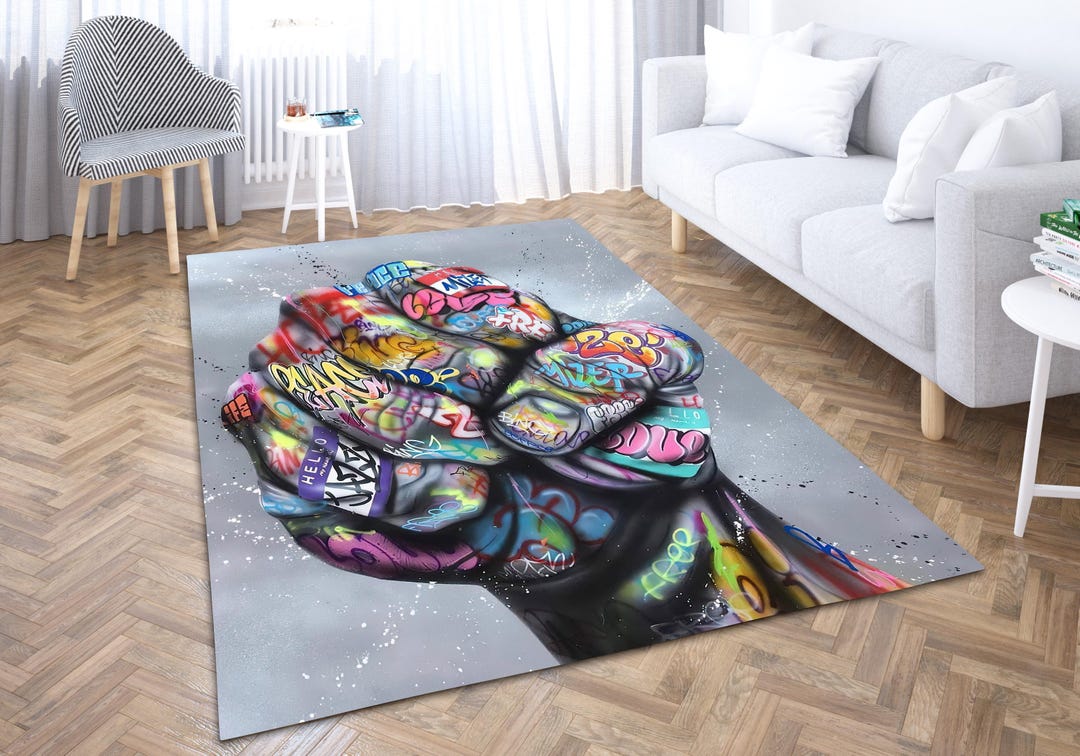 Fist Graffiti Rugs, Street Art Fist Rugs,easy to Clean Rug, Anti-slip ...