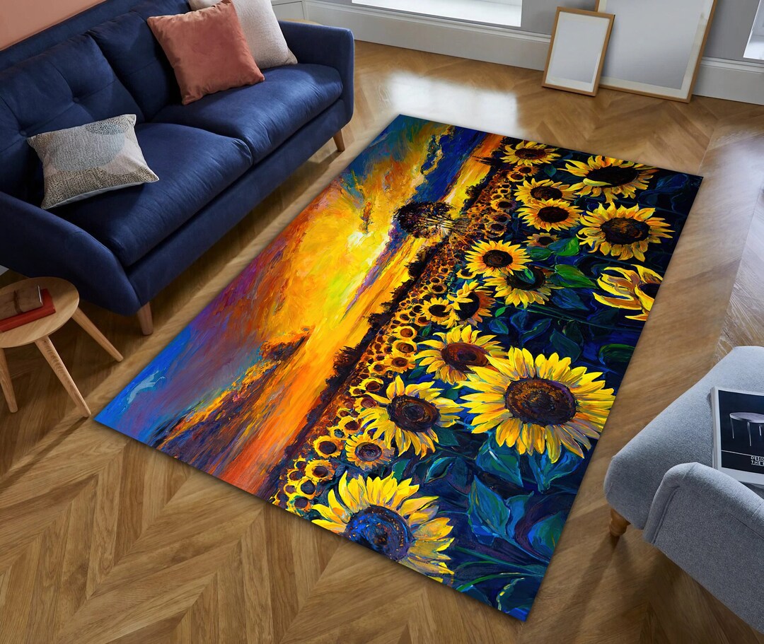 Sunflower Rug, Flower View Rug, Sunset,sunflower Field,flower Field ...