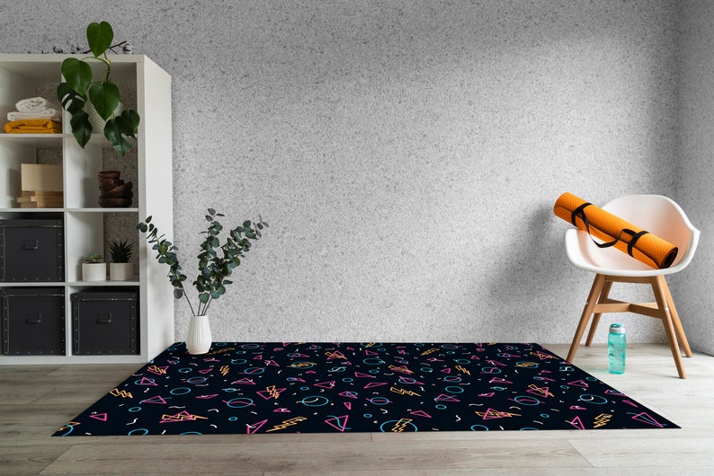 Retro Arcade Carpet, Colorful Trippy Area Rug, 80s 90s Accent Floor Mat ...