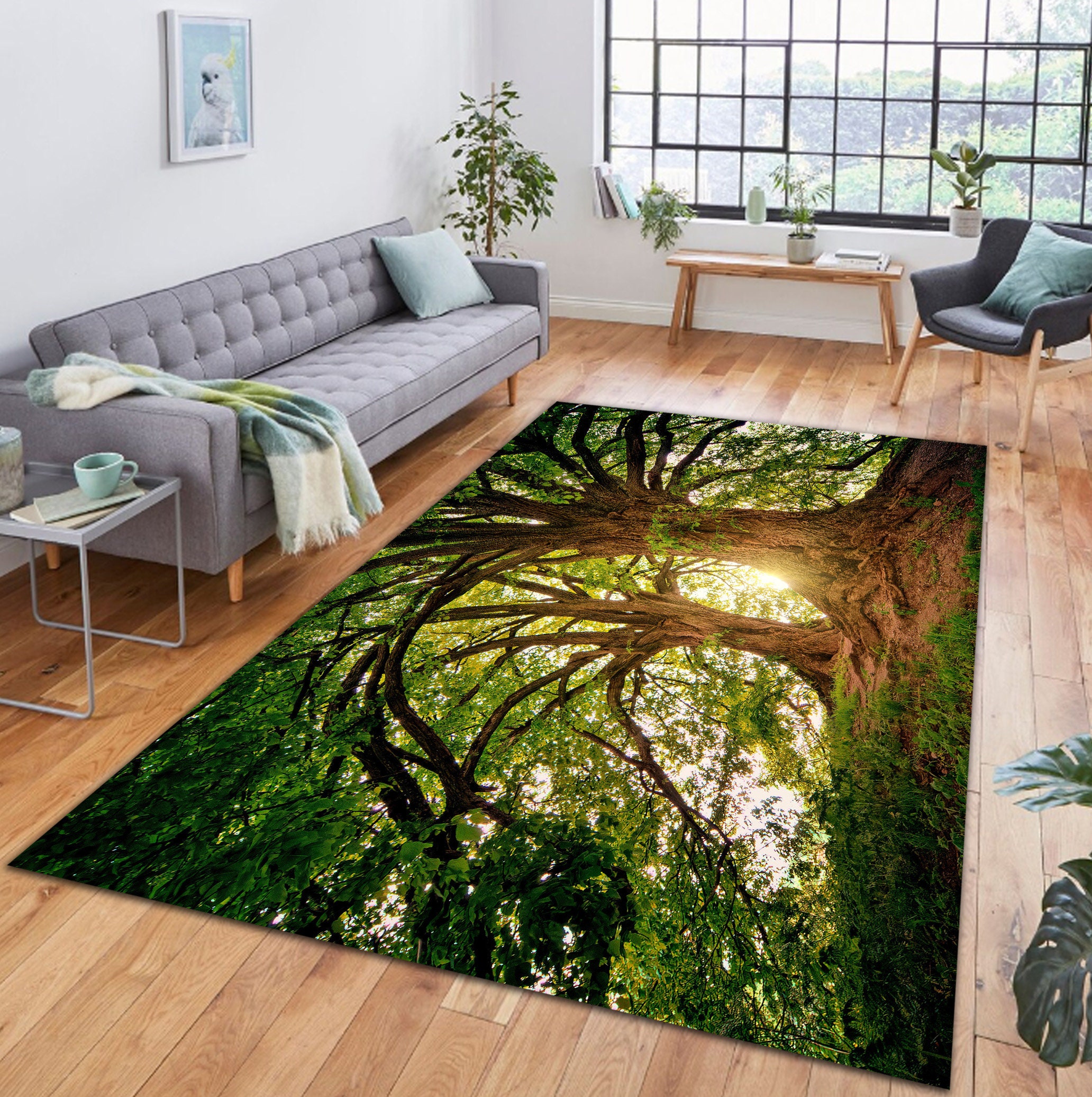 Nature View Rug,tree Rugs, Green Rug, Landscape Rugs, Nature Landscape ...