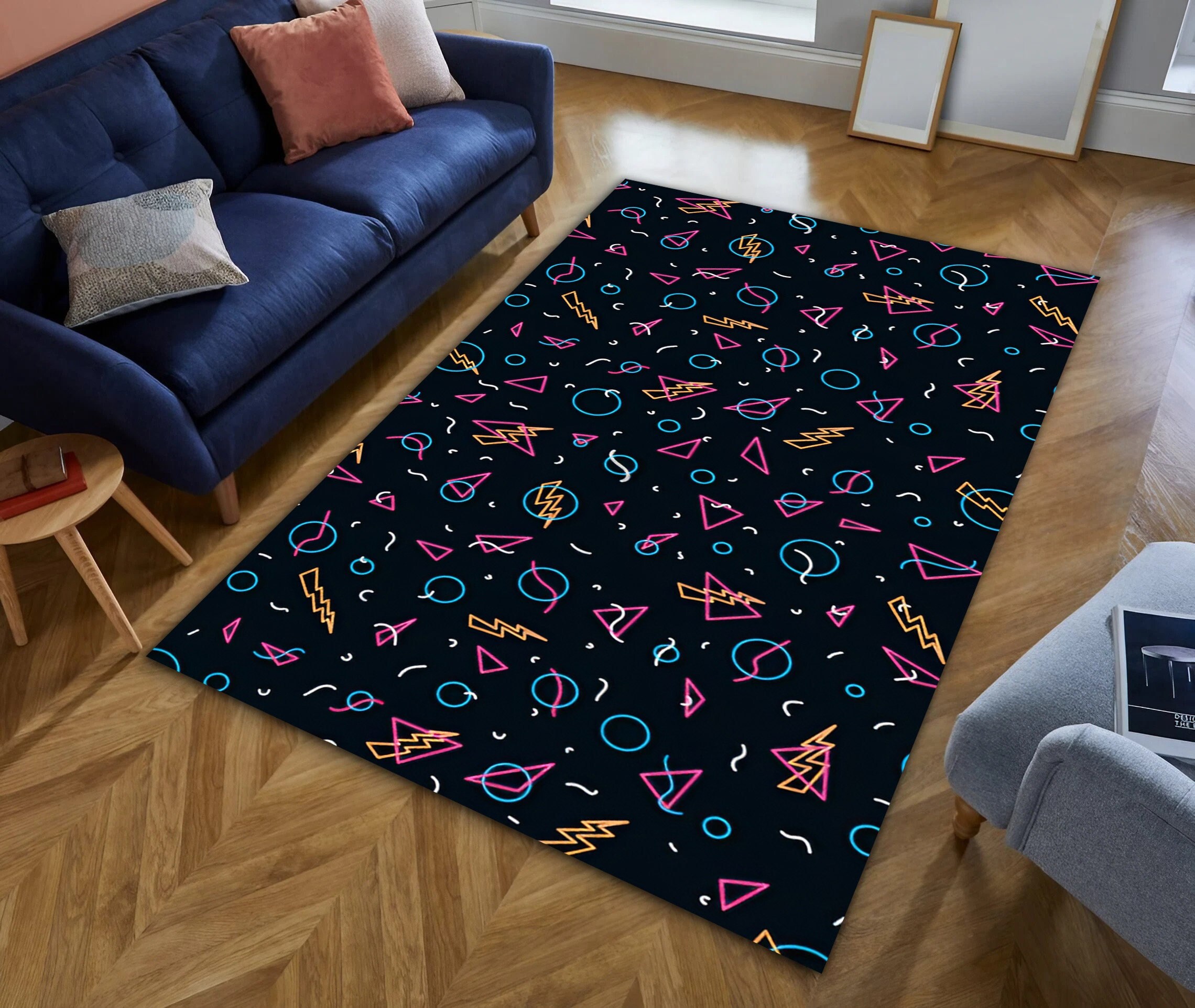 Retro Arcade Carpet, Colorful Trippy Area Rug, 80s 90s Accent Floor Mat ...