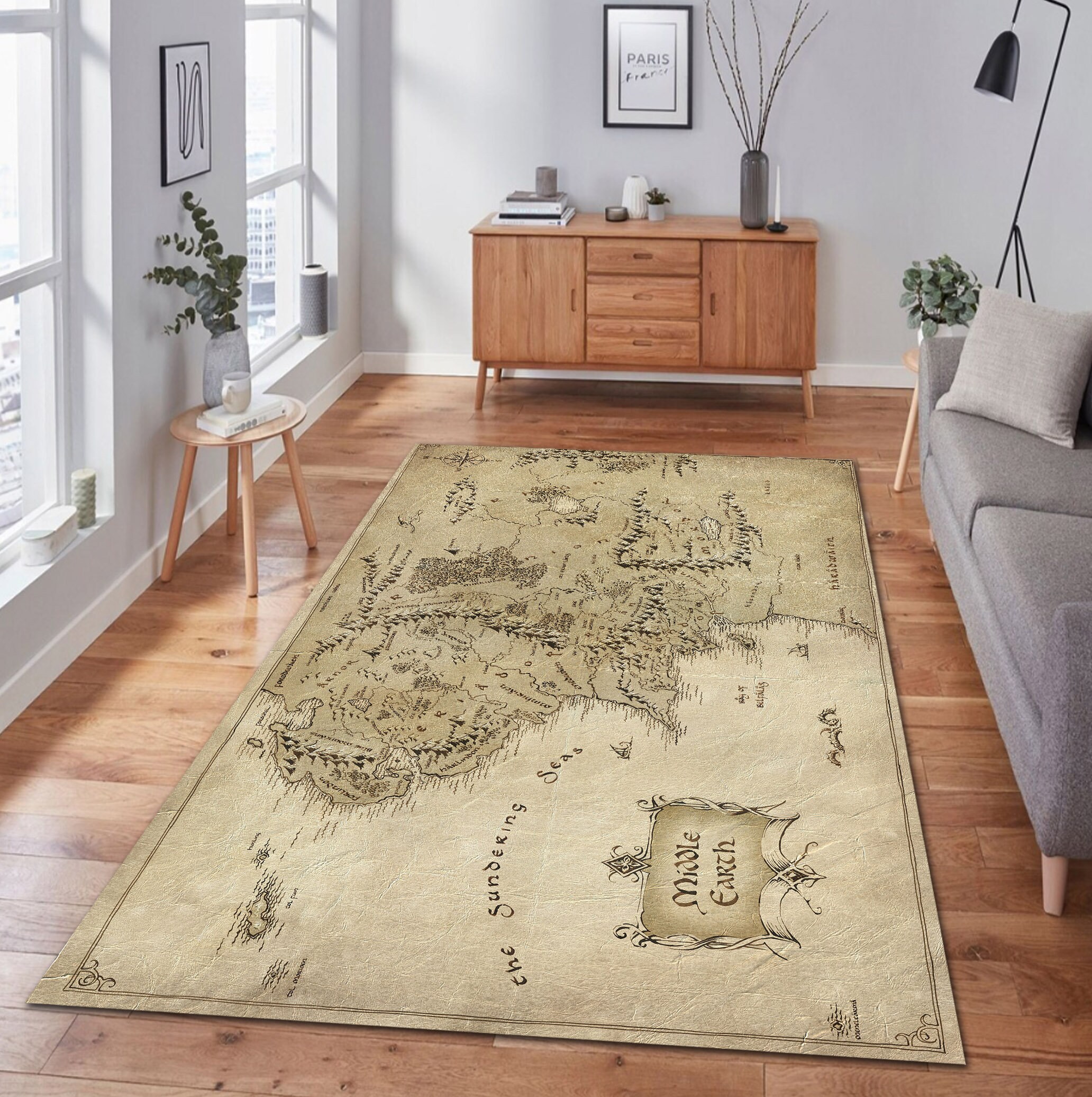 Lord of the Rings Movie Map Rugs, Middle Earth Antique Map Rug,lord of ...