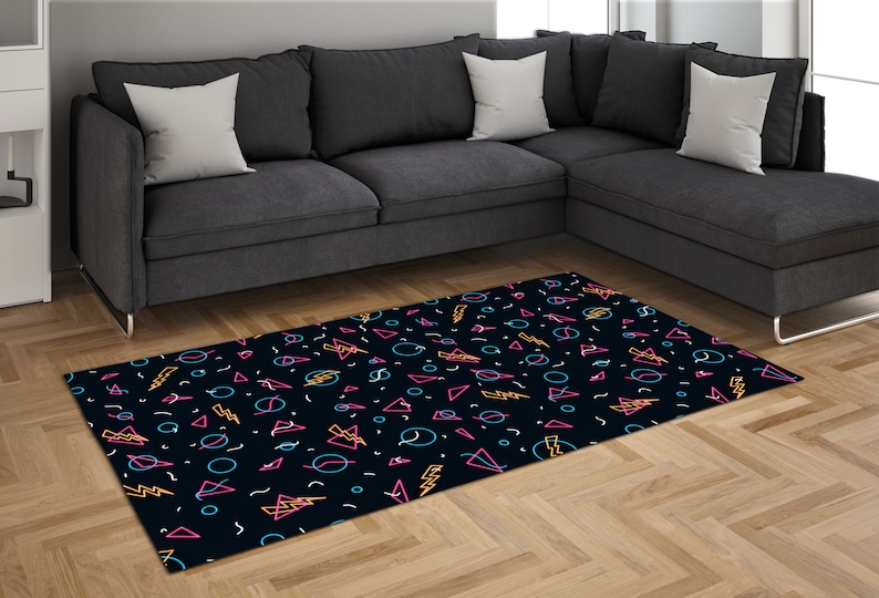 Retro Arcade Carpet, Colorful Trippy Area Rug, 80s 90s Accent Floor Mat ...