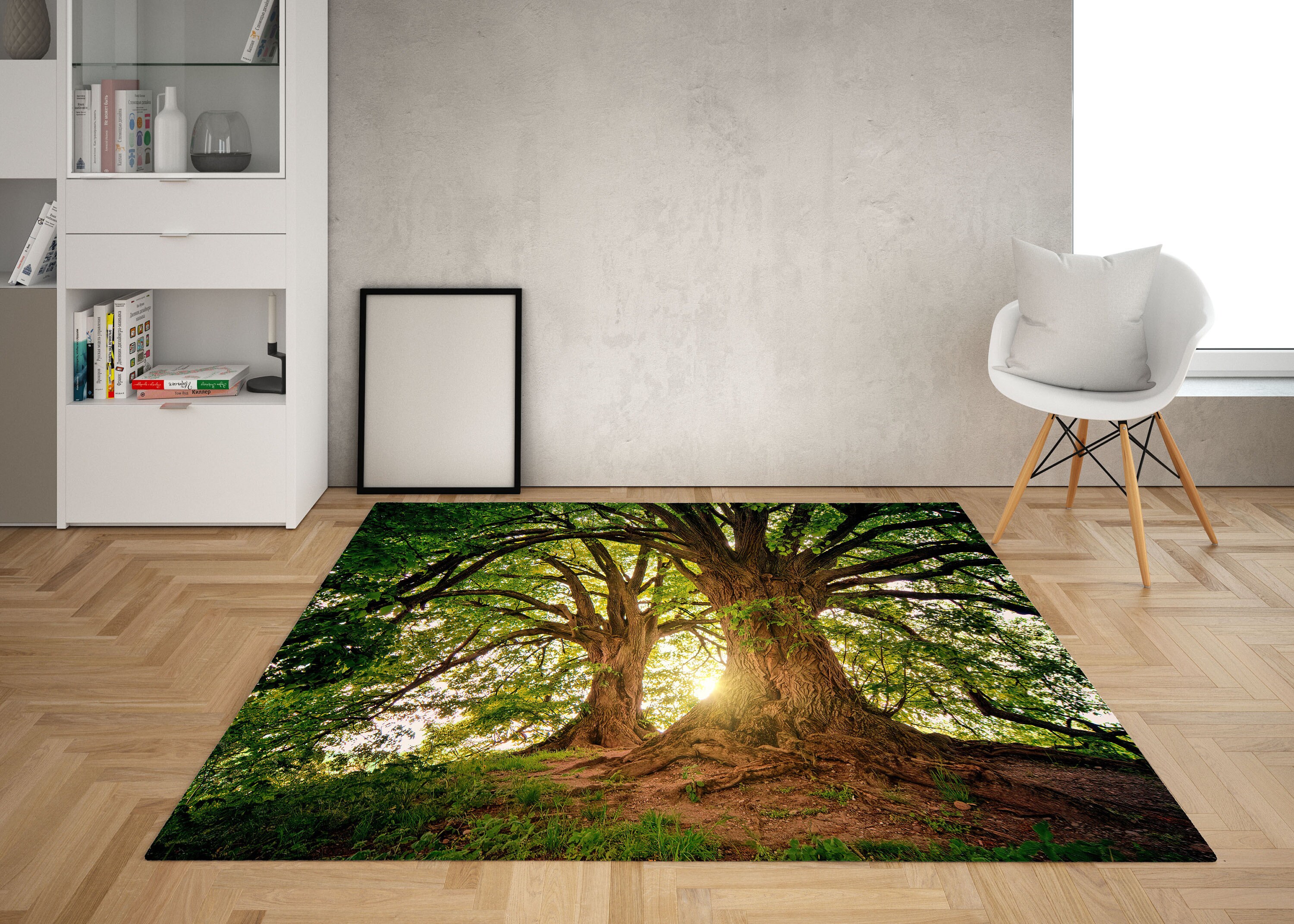 Nature View Rug,tree Rugs, Green Rug, Landscape Rugs, Nature Landscape ...