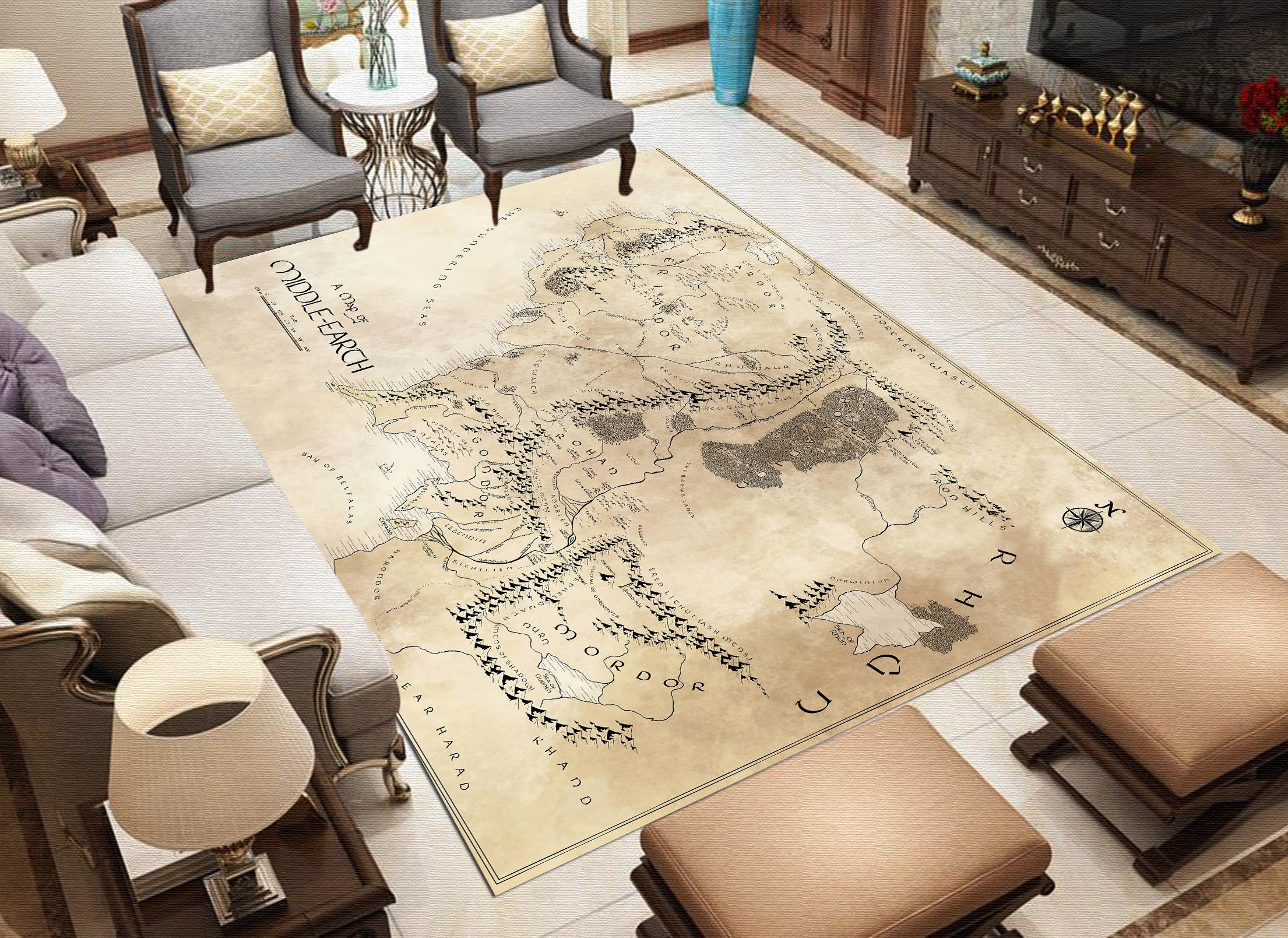Middle Earth Map,middle Earth Rug,lord of the Rings,movie Map, Middle ...