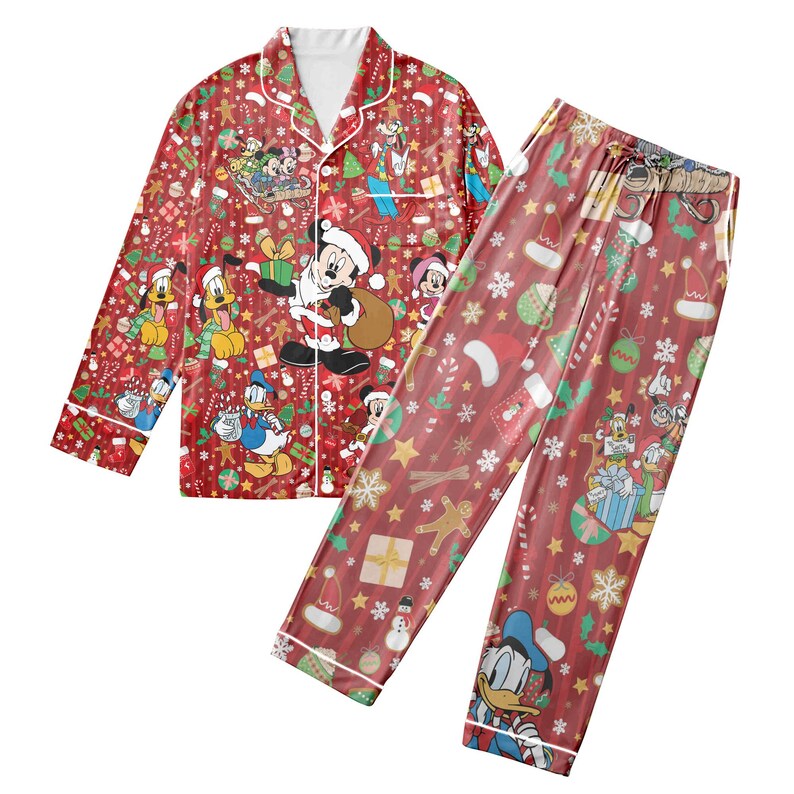 Disney Mickey and Friends Pajamas Set Family, Red Christmas Pajamas Set ...