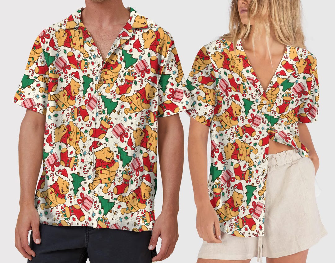 Winnie the Pooh Hawaiian Shirt, Pooh Christmas Hawaii Shirt, Pooh and ...