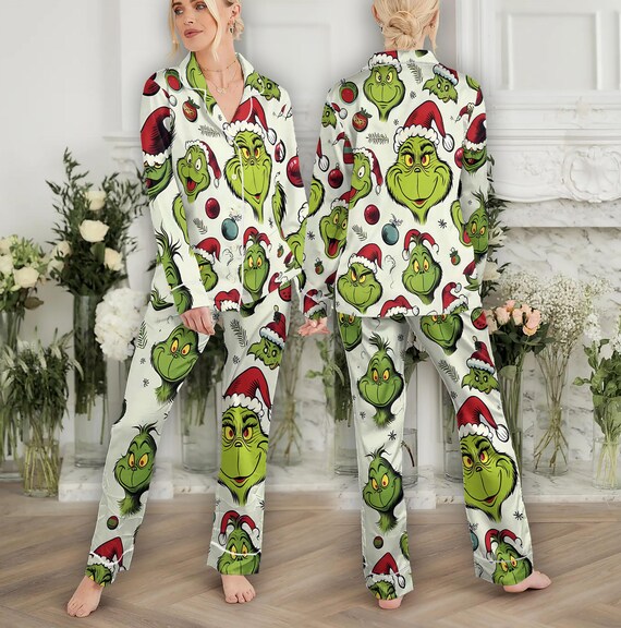 Merry Christmas the Grinch Pajama Set Family Green Hawaiian Disney Pajama Set Women Christmas Family Gift Etsy