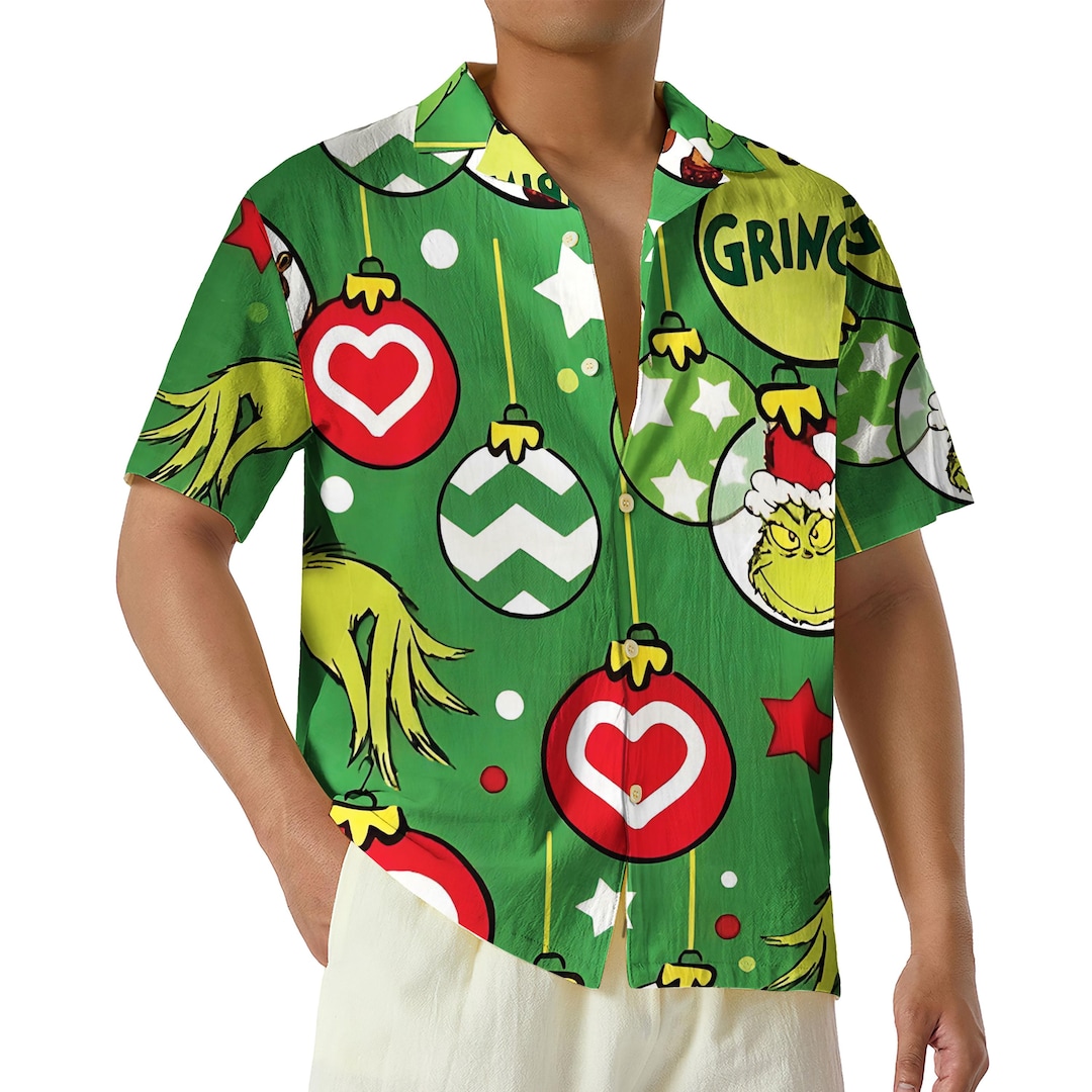Grinch Christmas & Co Hawaiian Shirt, Retro Christmas Grinch Button up ...
